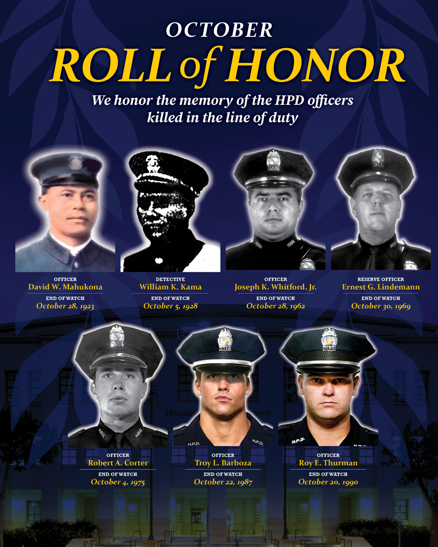 October Roll of Honor - Honolulu Police Department