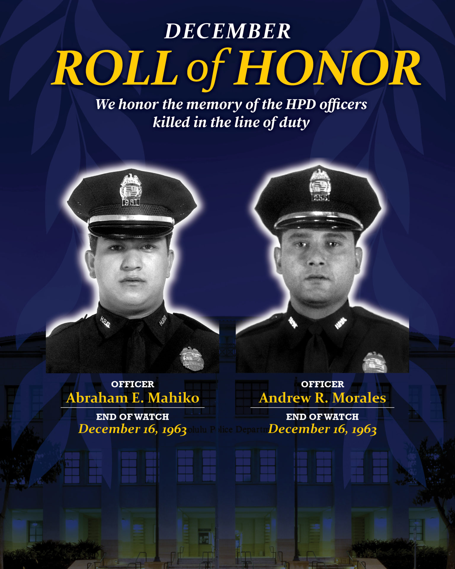 December Roll of Honor - Honolulu Police Department
