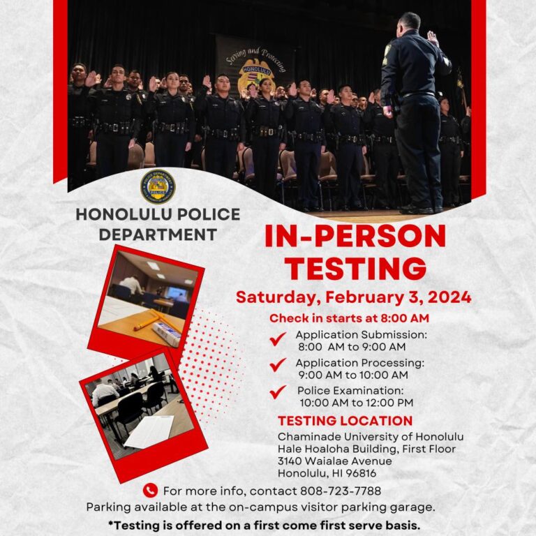 HPD In-Person Testing - Honolulu Police Department