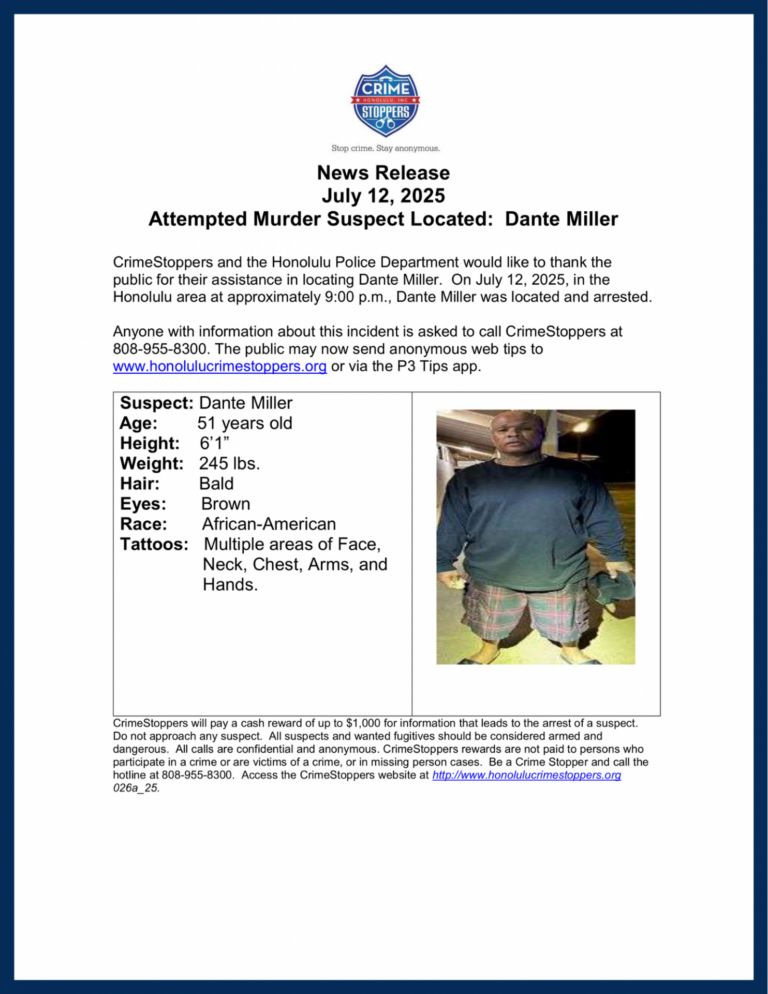 CrimeStoppers: Attempted Murder Suspect Located: Dante Miller ...