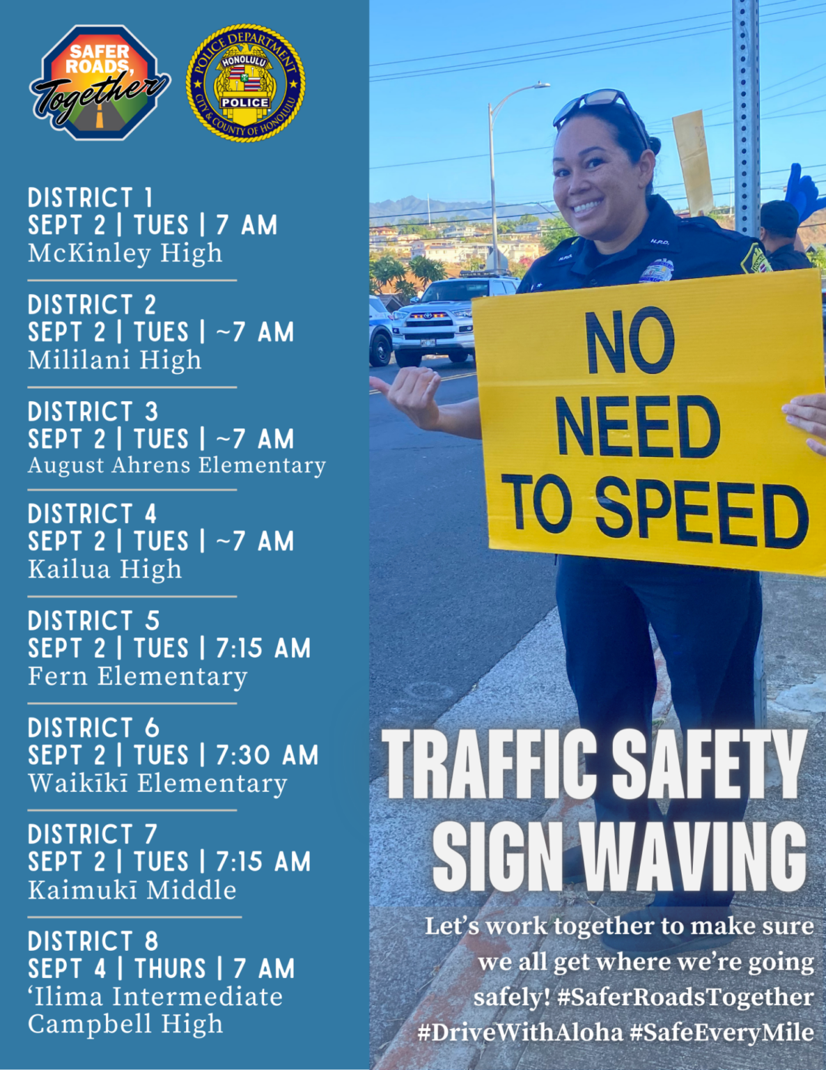 HPD’s Safer Roads, Together Sign Waving Schedule and Locations for Week ...
